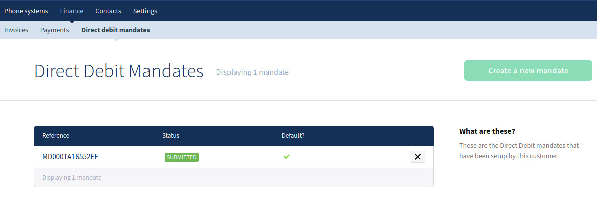 Direct debit mandate configuration - Help and support - Dial 9