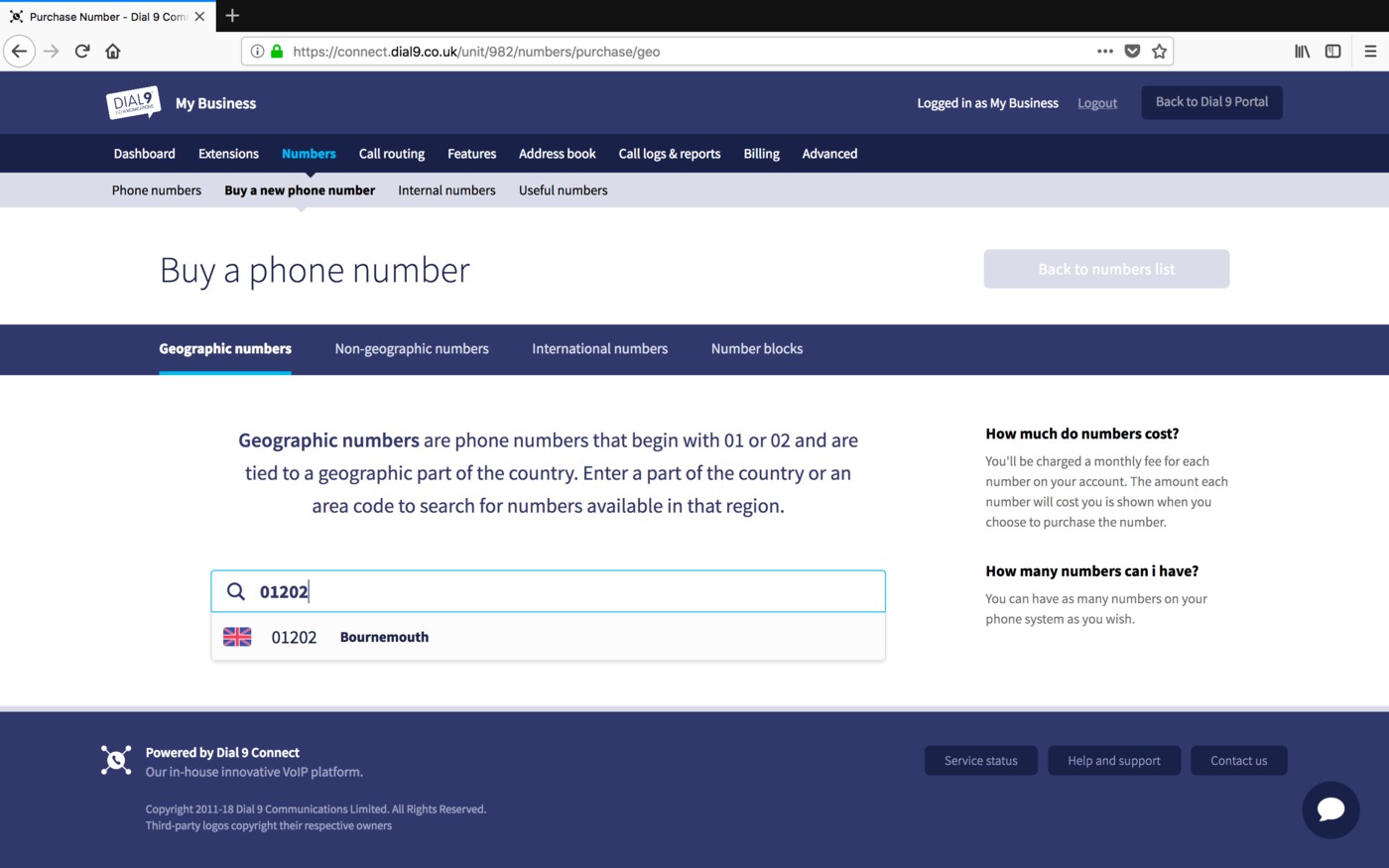 Purchasing a new phone number - Help and support - Dial 9